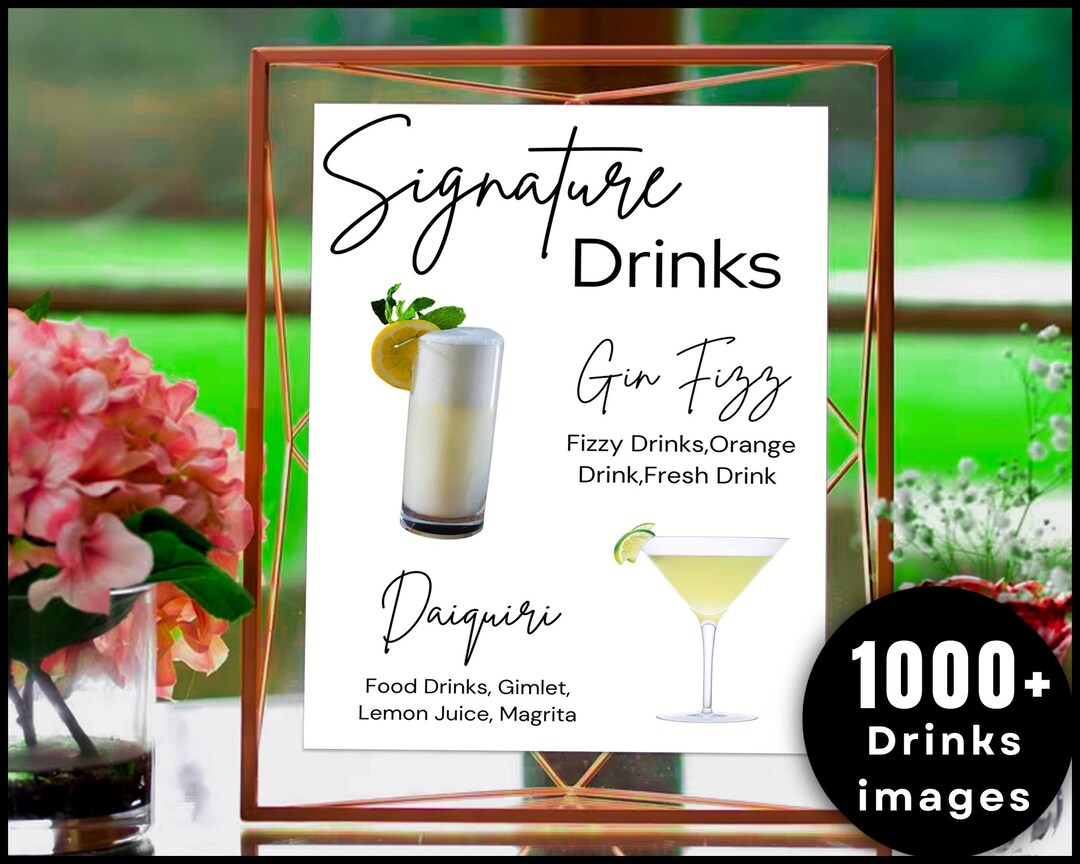 Signature Drink Sign, Editable Bar Menu Template, Printable Drinks Menu ...
