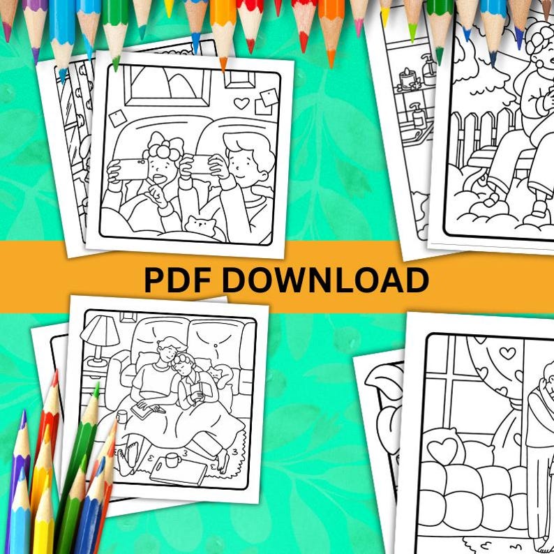 Couple Moments | Cute Couple Moments Coloring Book | 20+ Cozy and ...