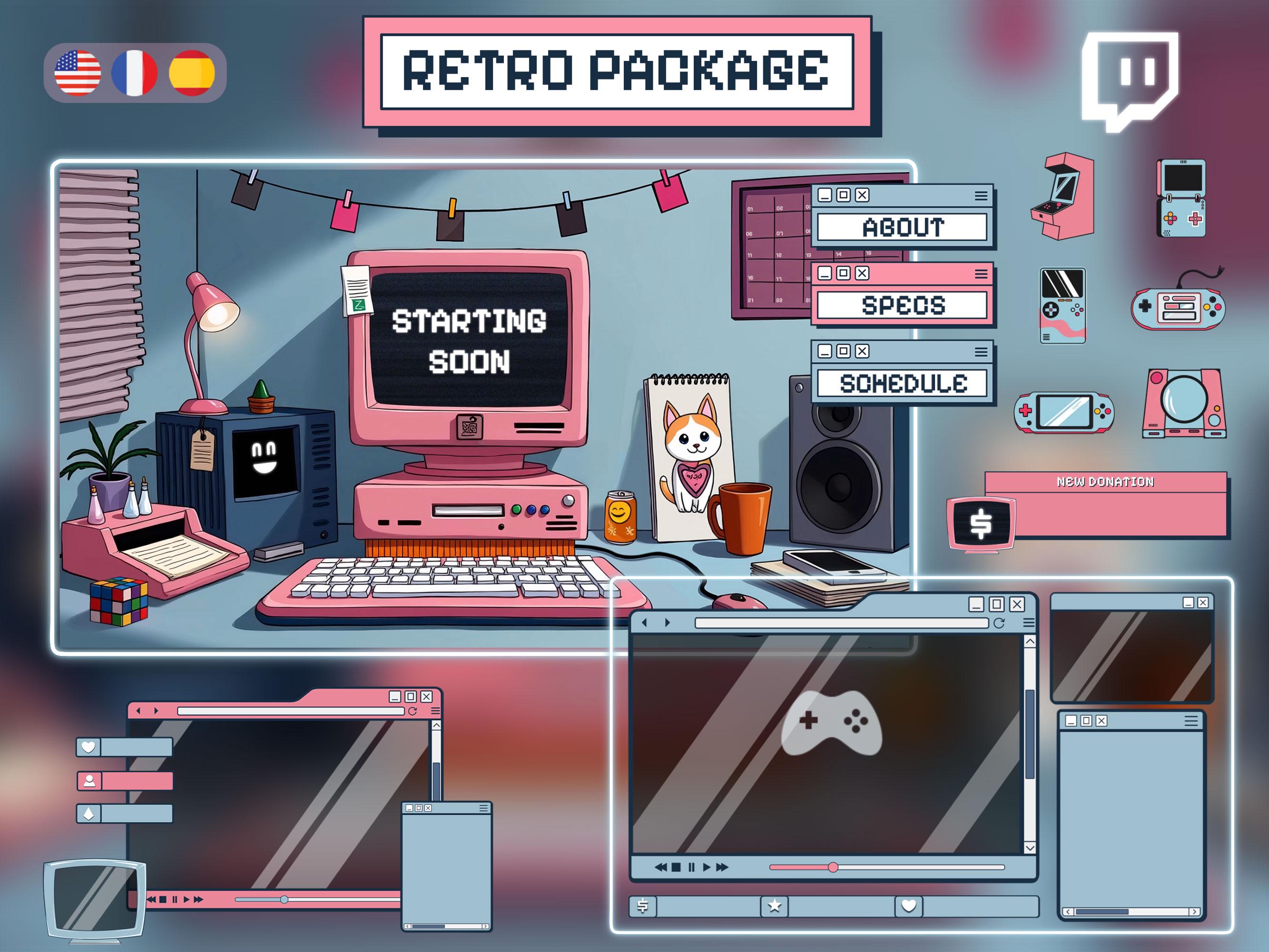 Animated Retro Computer Stream Package - Comic Room Overlays - Vintage ...
