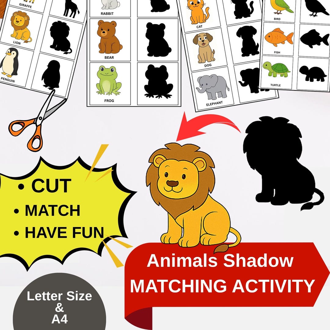 Animals Shadow Matching Printable | Toddler & Preschool Visual ...