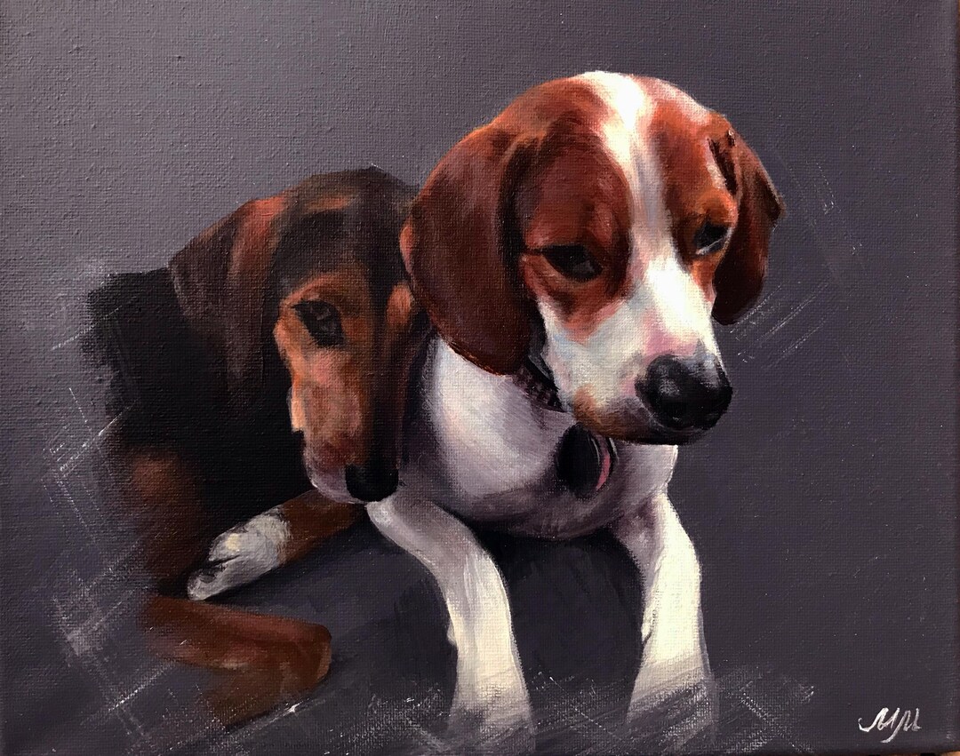 Dog Portrait, Two Dogs Painting, Oil Pet Portrait, Custom Commission ...