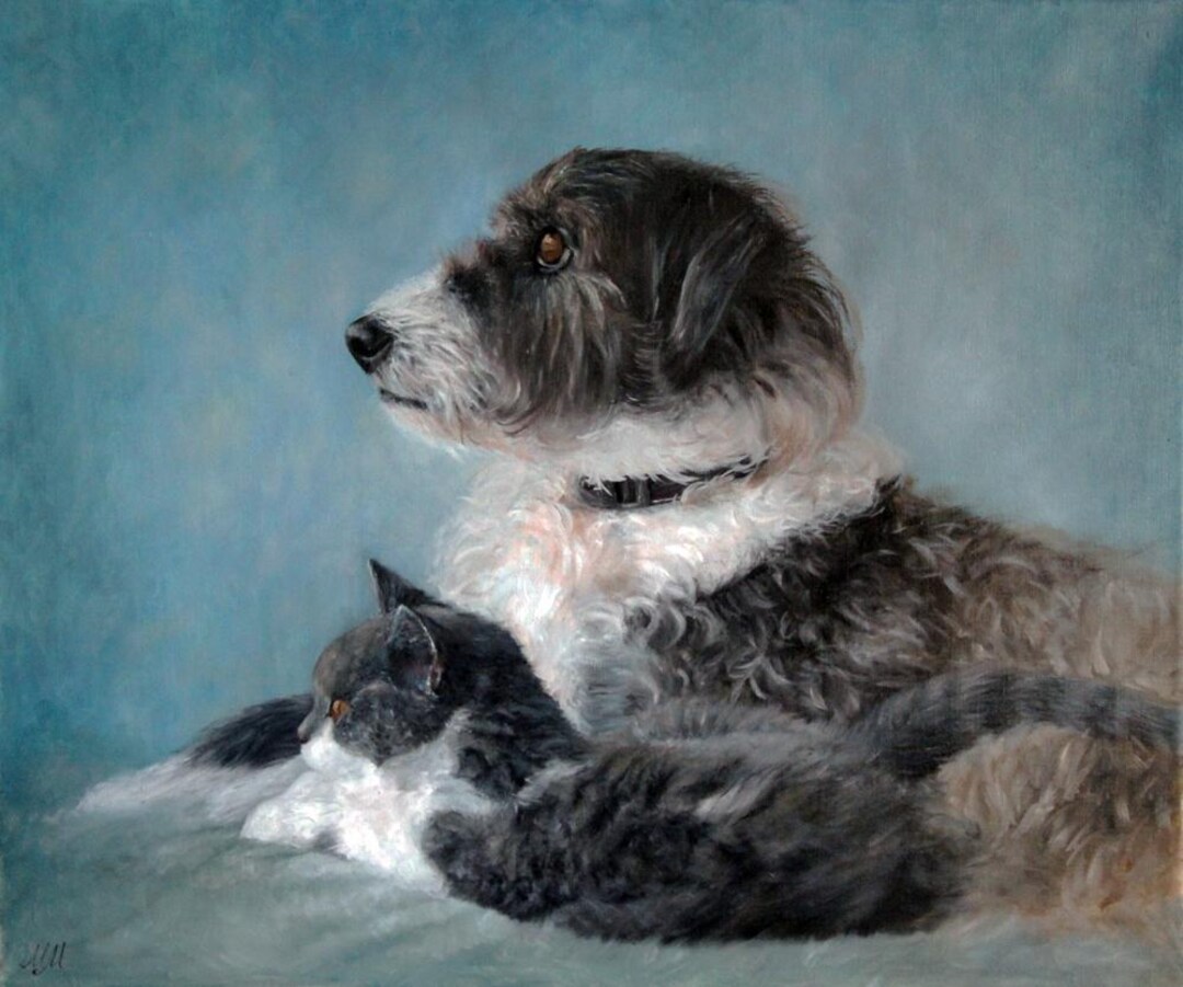 Custom Double Pet Portrait, Original Oil Painting - Etsy