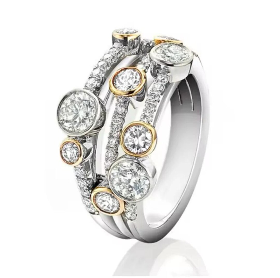 Raindance Lab Grown Diamond Ring, Bubble Bezel Set Cluster Ring, 14K ...