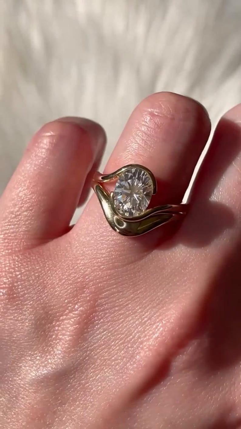 Bypass Ring, 2.5 CT Oval Lab Grown Diamond Engagement Bridal Ring Set ...