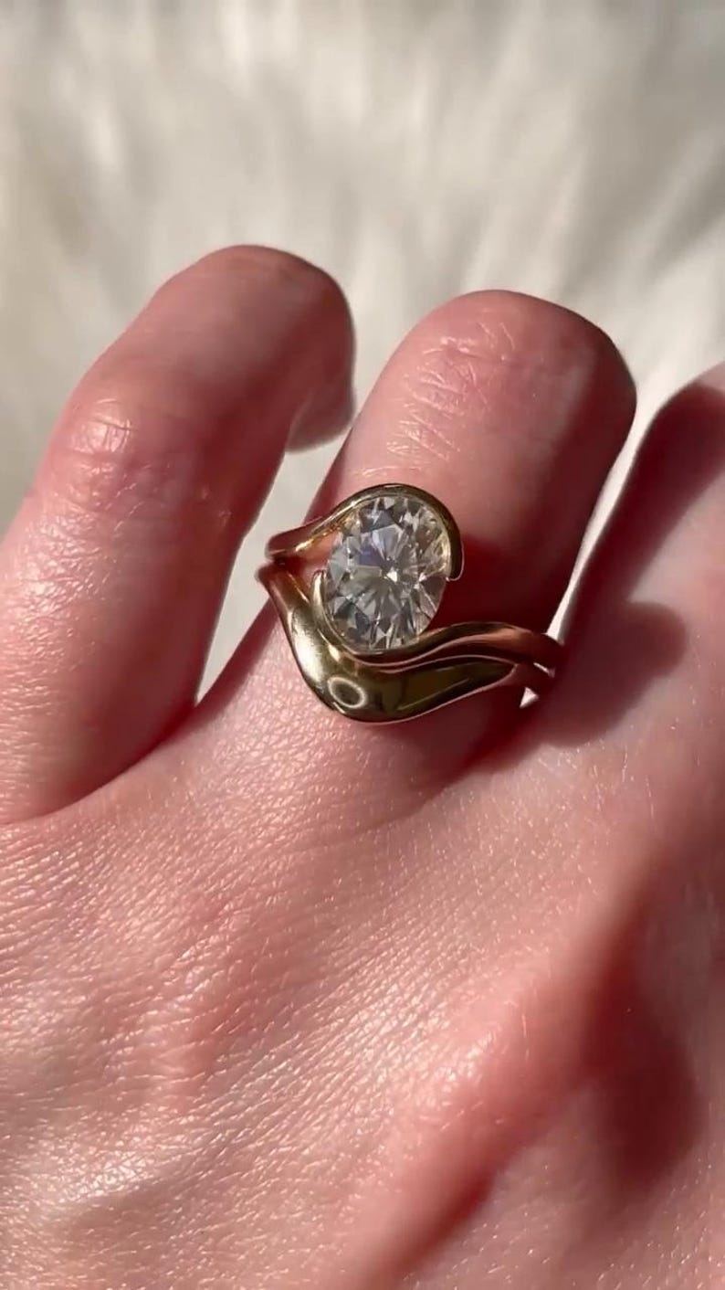 Bypass Ring, 2.5 CT Oval Lab Grown Diamond Engagement Bridal Ring Set ...