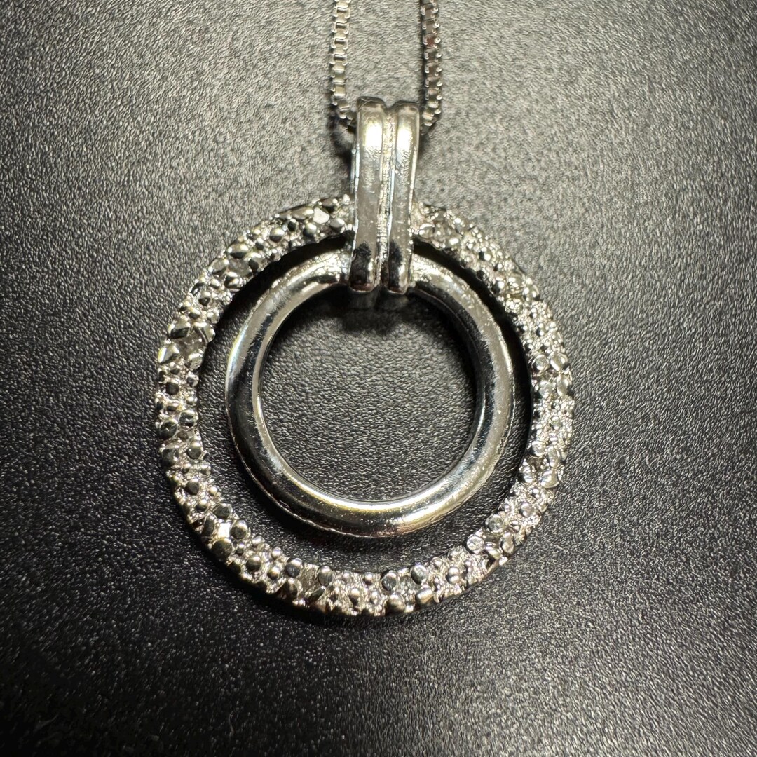 Sterling Silver Double Ring 1/10ct Pendant Necklace - Etsy