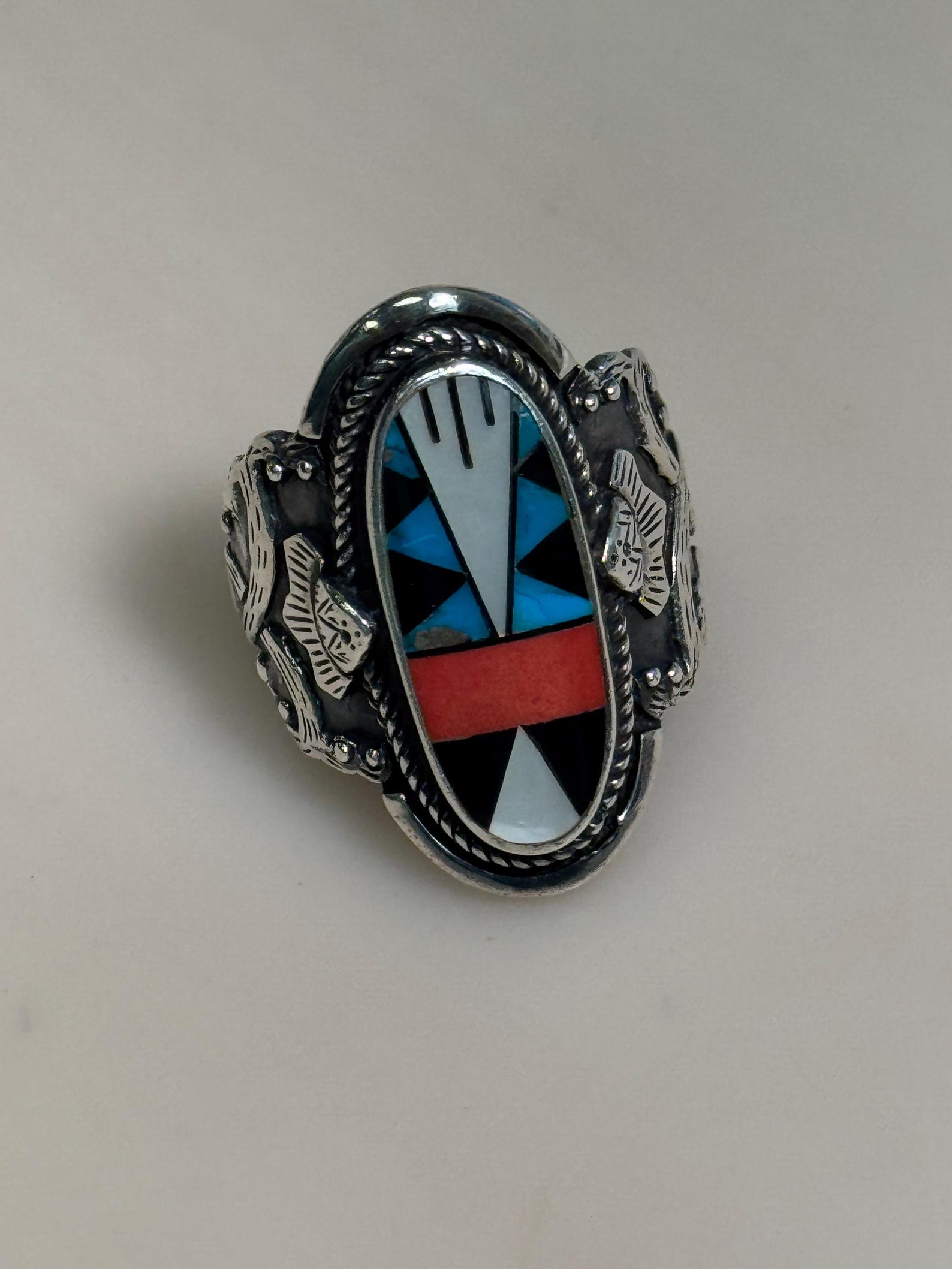 Sterling Silver Native American Inlay Stone Ring - Etsy
