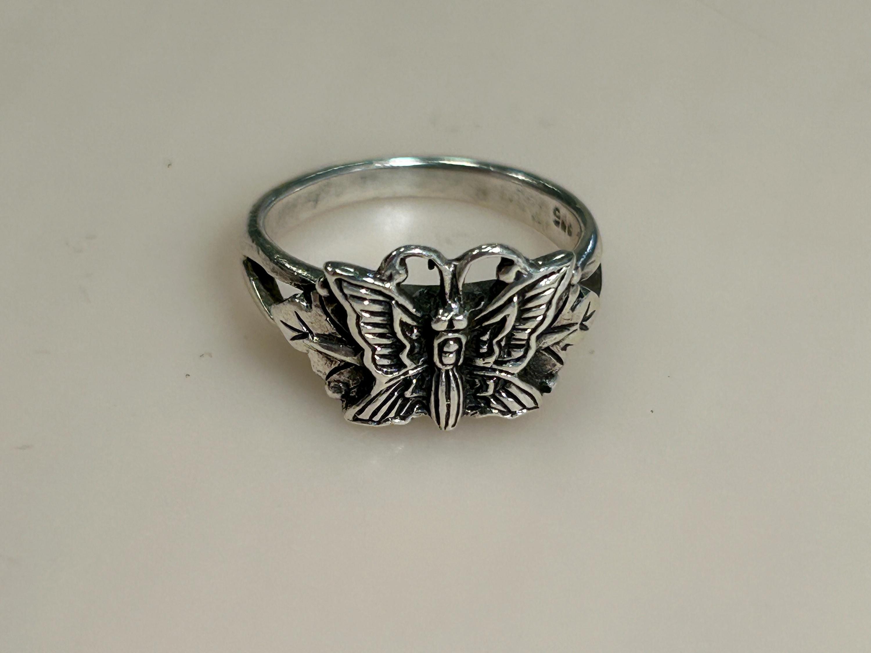 Sterling Silver Butterfly Ring - Etsy