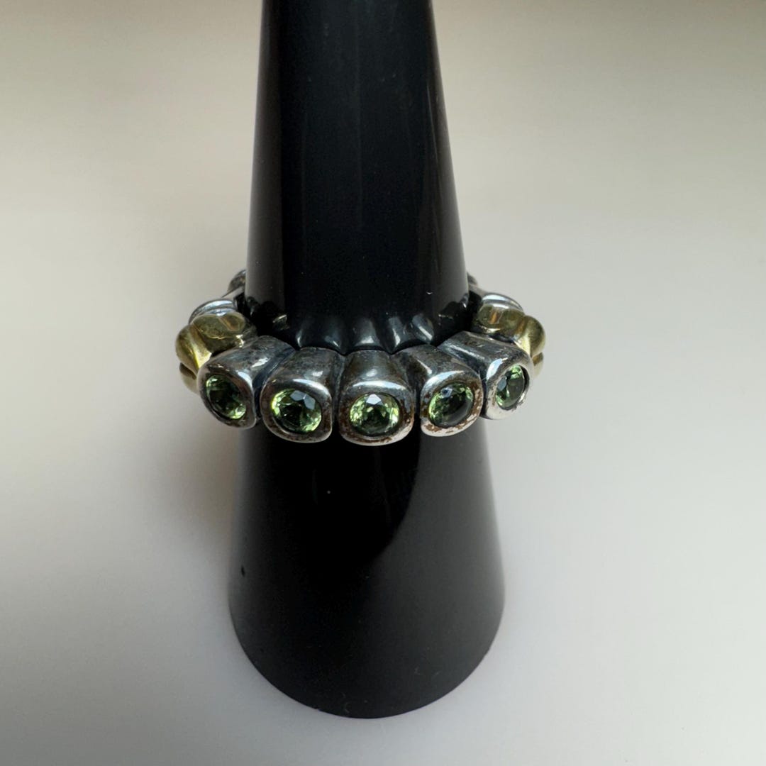 Vintage Sterling Silver 18k Yellow Gold Peridot Lagos Caviar Ring - Etsy
