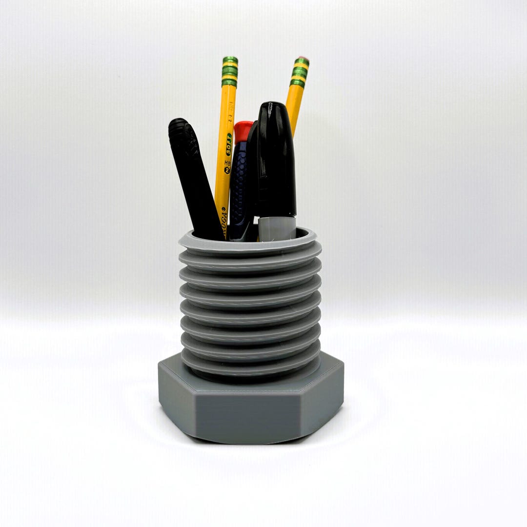 Threaded Bolt Pen Holder | 3D Printed Desk Organizer for Garage, Shop ...