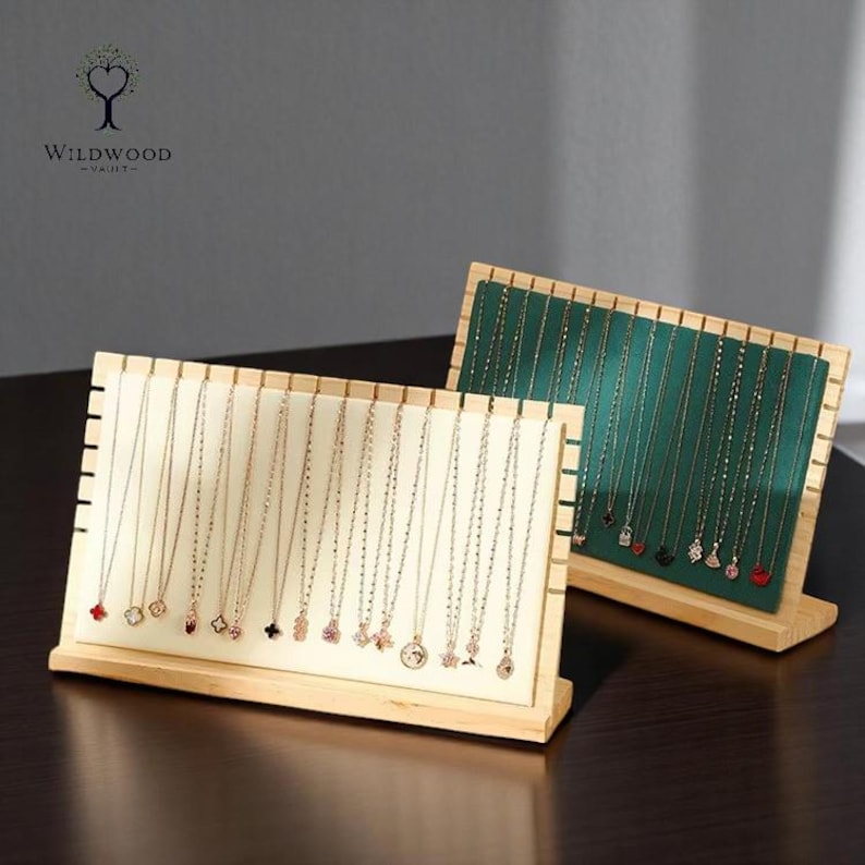 Wood Necklace Display Stand – Elegant Jewellery Organizer for Pendants ...