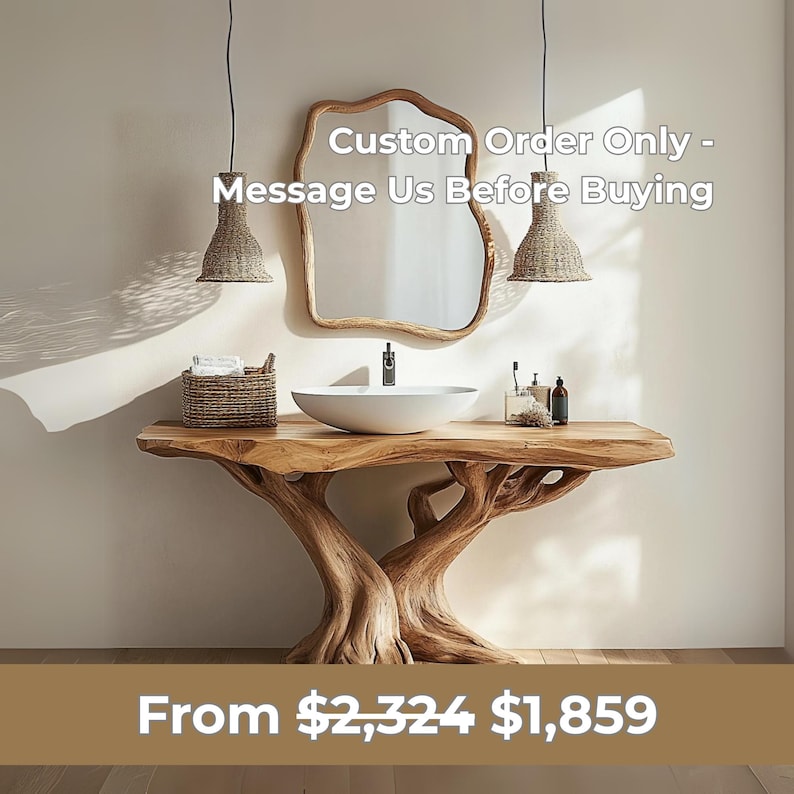 Rustic Bathroom Vanity - Vessel Sink With Bathroom Lighting - Etsy