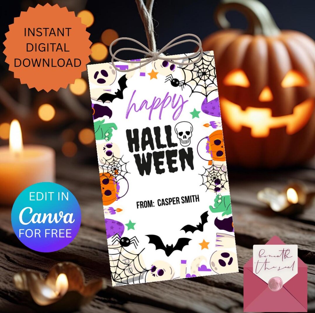 Editable Trick or Treat Halloween Treat Bag Tags, Printable Digital ...