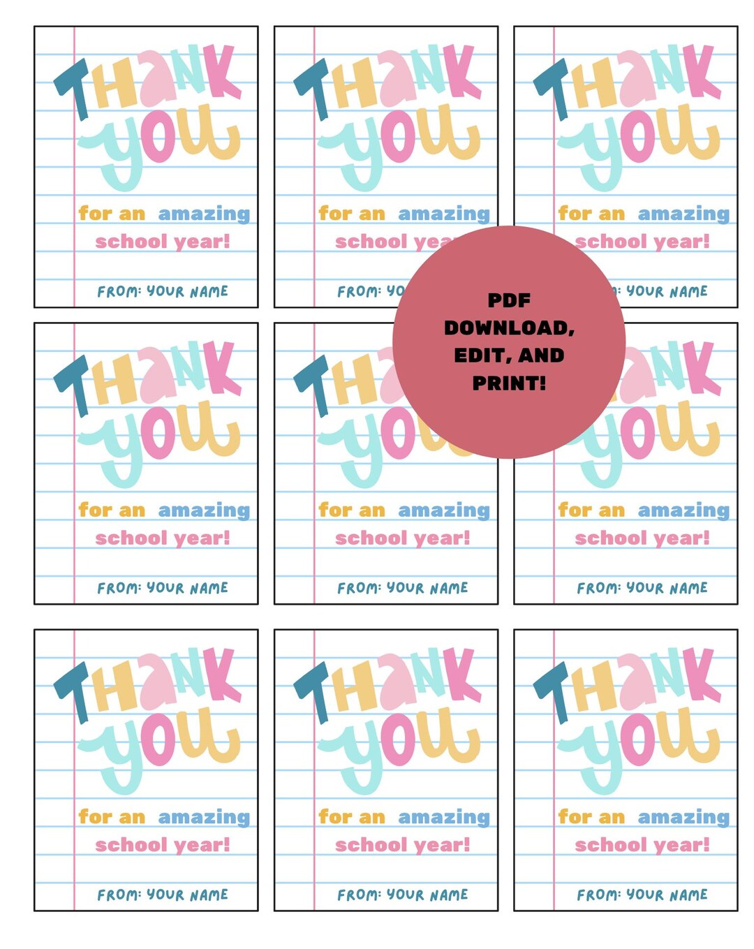End of Year - Teacher Gift Tag, Canva Gift Tag Template Editable ...