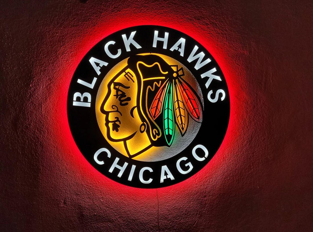Chicago Blackhawks LED Light Sign, Lighted Hockey Team Logo, Blackhawks ...