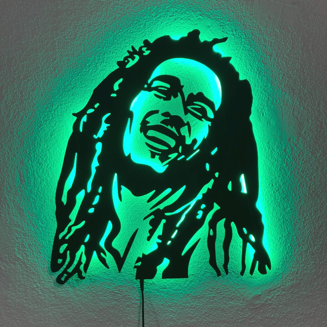 Bob Marley LED Lighted Wall Decor, Bob Marley Wall Art, Modern Reggae ...