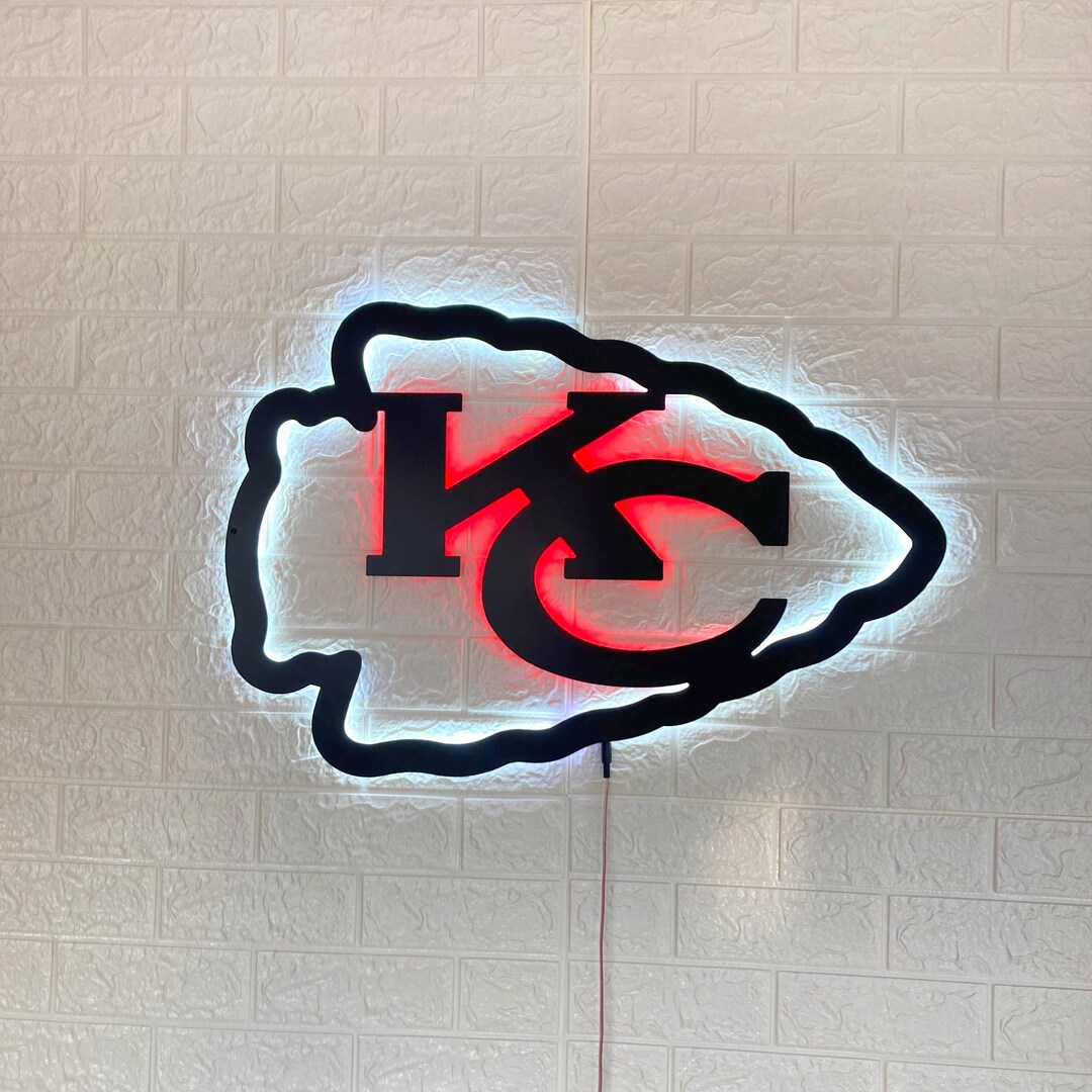 Kansas City Chiefs LED Sign, Lighted Football Team Logo, Chiefs Wall ...