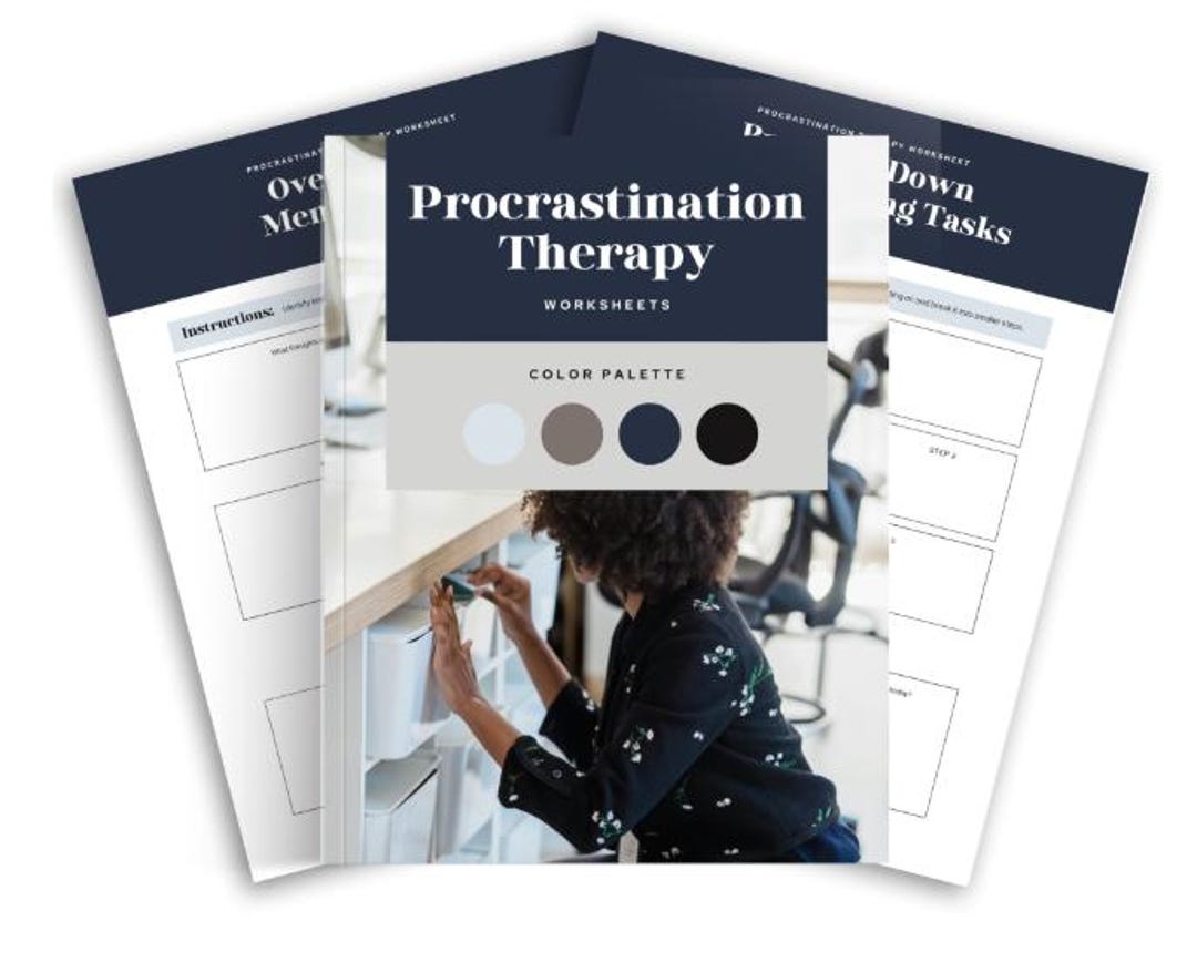 Procrastination Therapy Worksheets, Productivity Planner Sheets, Personal Growth, Self-help ...