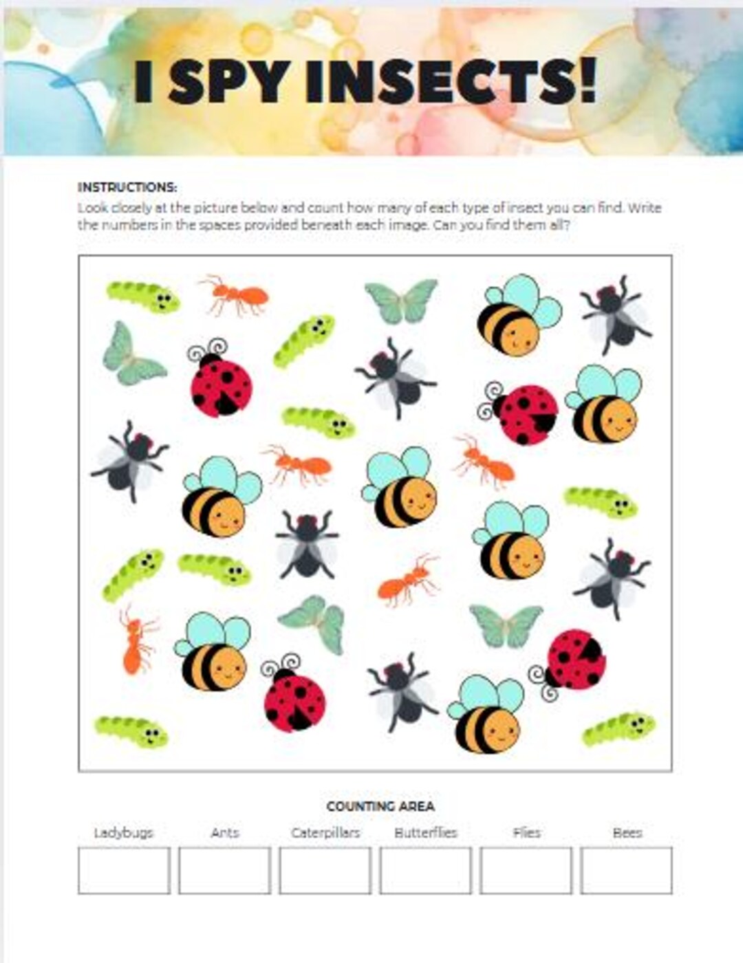 I Spy Sheets, Educational Fun Activity, Kids Puzzle Game, Learning Game ...