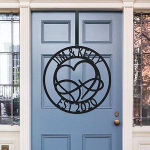 Couples Gift Front Door Sign Monogram Family Name Decoration Custom ...