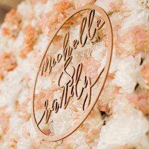 Wedding Ring Sign With Names, Personalized Wedding Sign Hoop Style ...