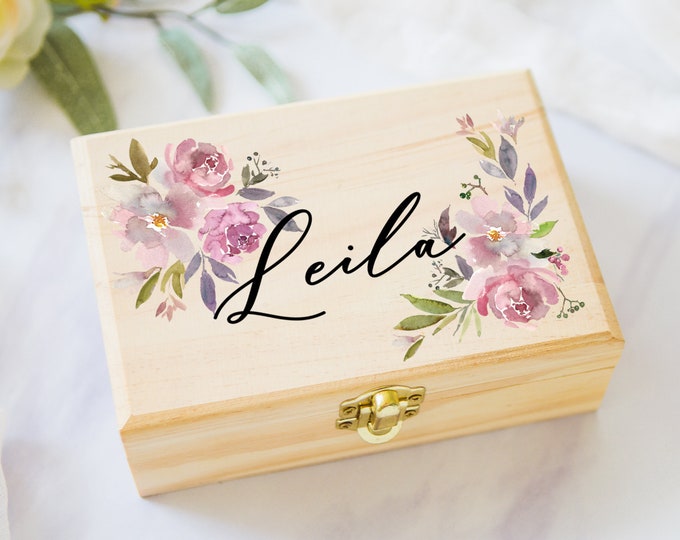 Flower Girl or Bridesmaids Gift Box Jewelry Box Personalized Name ...