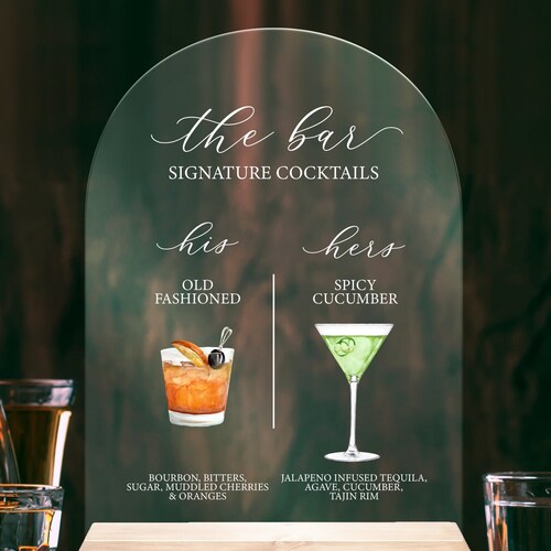 Signature Drink Sign for Wedding or Party Bar Menu Sign - Etsy