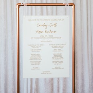 Wedding Program Sign for Hanging Ceremony Decor Bridal Party Names Sign ...
