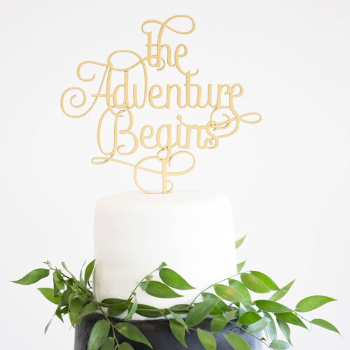 Wedding Cake Topper the Adventure Begins Wanderlust Cake | Etsy