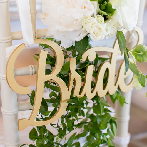 Bride and Groom Chair Signs for Wedding Hanging Chair Signs | Etsy