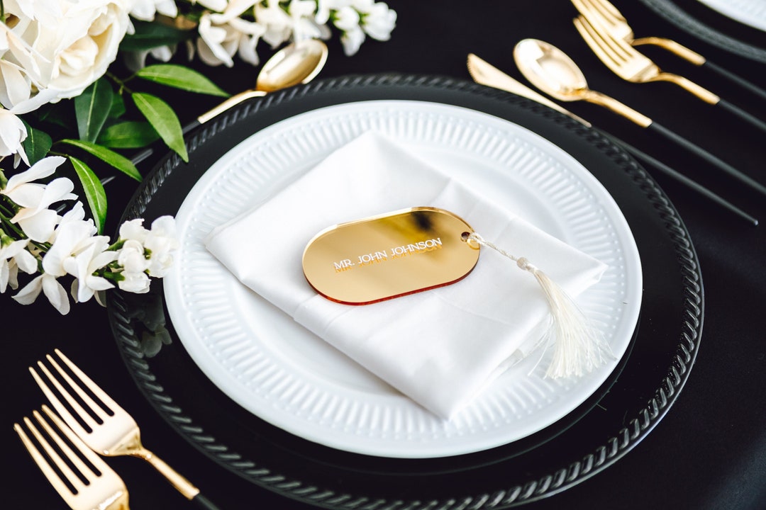 Luxury Wedding Place Cards Name Tags With Tassels Table Plate Name Tags ...