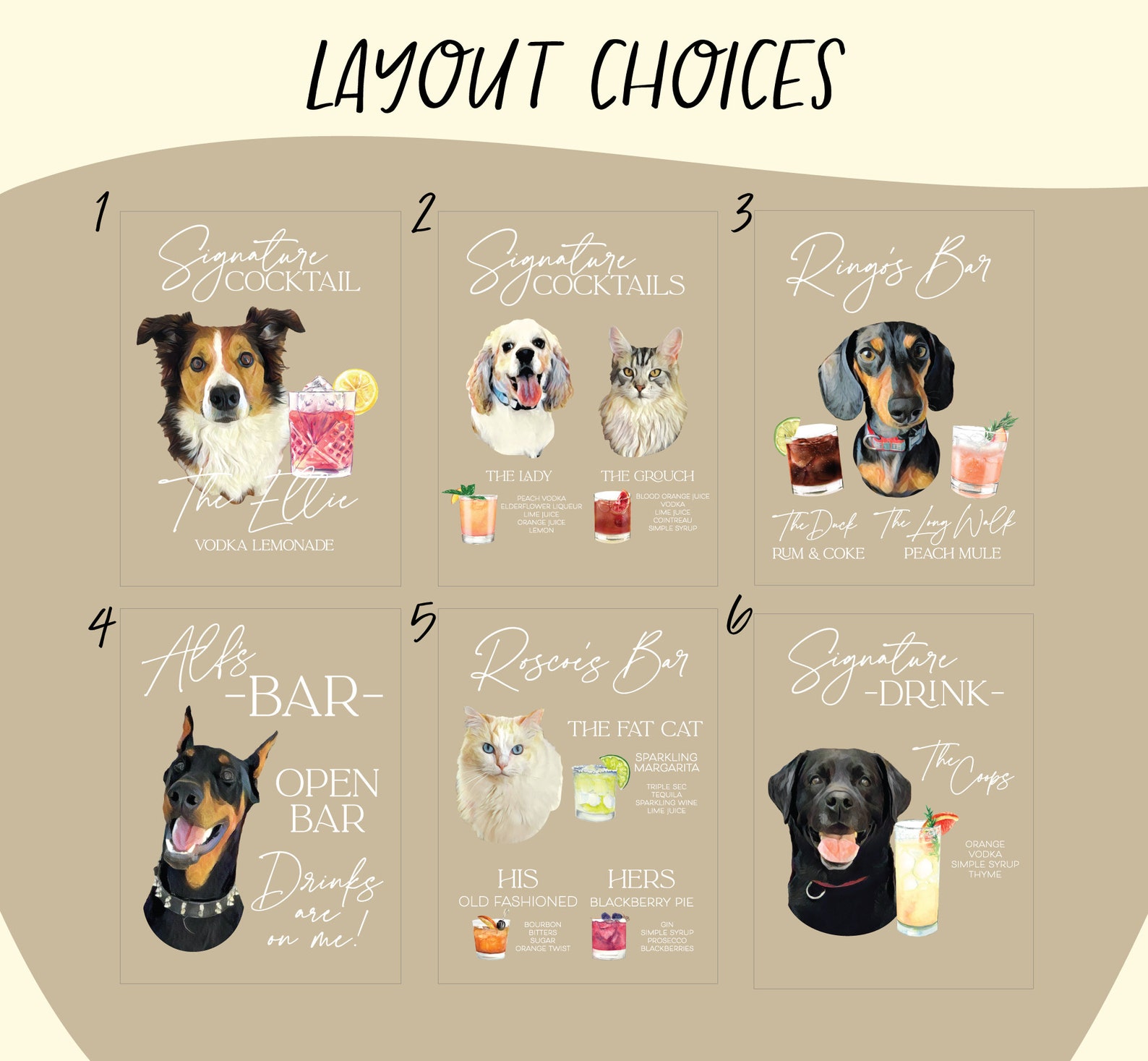 Dog Drink Wedding Sign Bar Menu Custom Pet Painting, Dog Bar Sign ...