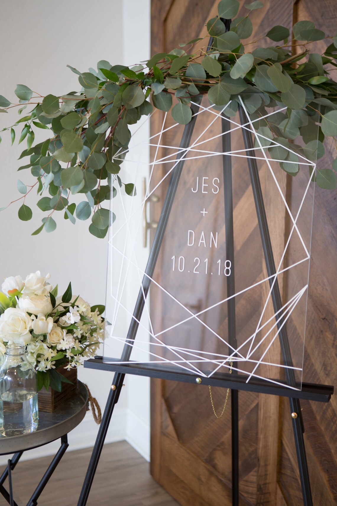Wedding Sign Clear Glass Look Acrylic Wedding Sign Sign, Geometric ...