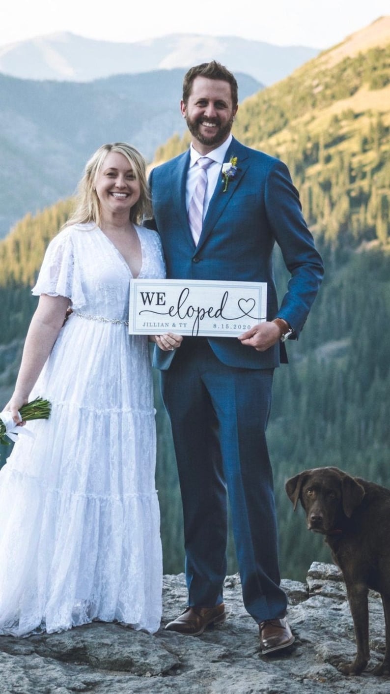 We Eloped Sign, We Eloped Wooden Wedding Signs, Elopement Announcement ...