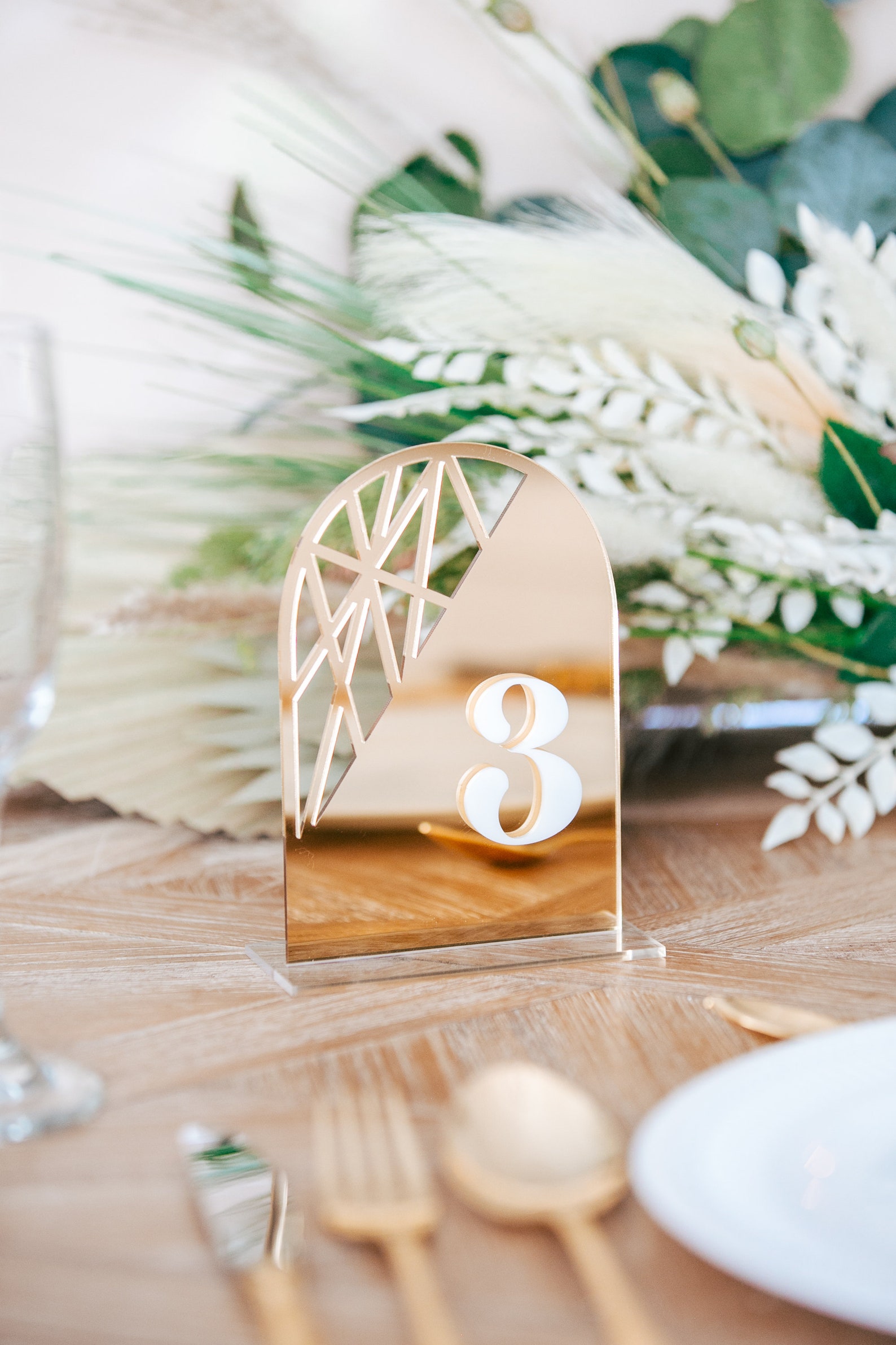 Gold Arch Table Numbers Wedding Geometric Modern Party Event - Etsy