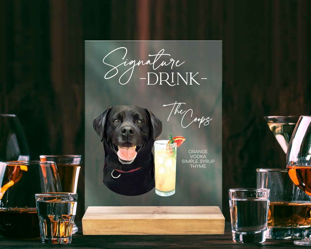 Dog Drink Wedding Sign Bar Menu Custom Pet Painting, Dog Bar Sign ...