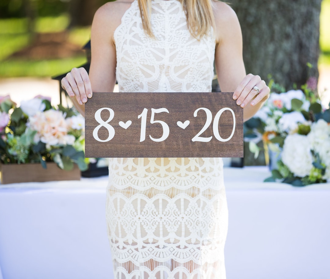 Wedding Date Sign, Wood Save the Date Sign or Photo Prop for Couples ...