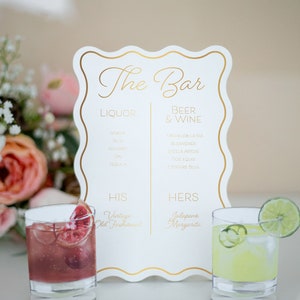 3 Piece Wedding Bar Sign Menu With Signature Drinks Gold Menu ...