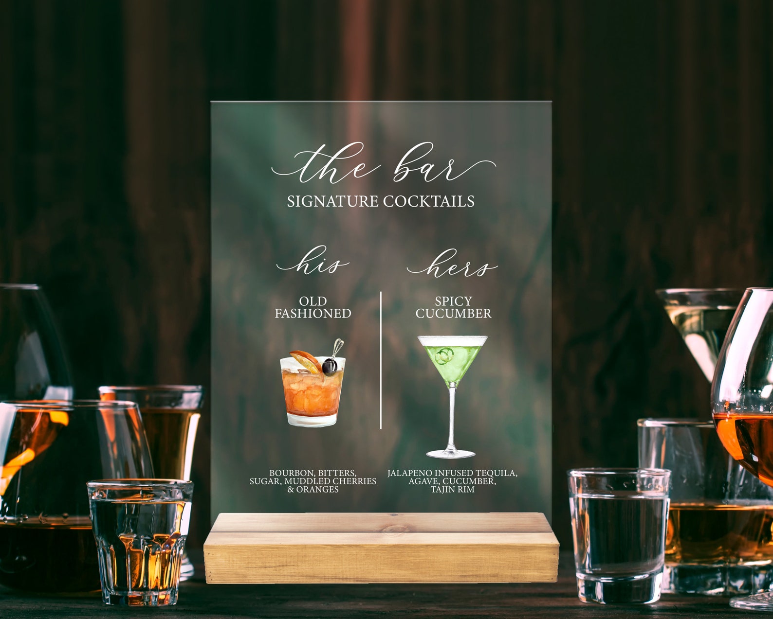 Drink Menu Sign for Wedding or Party Bar Sign Signature - Etsy