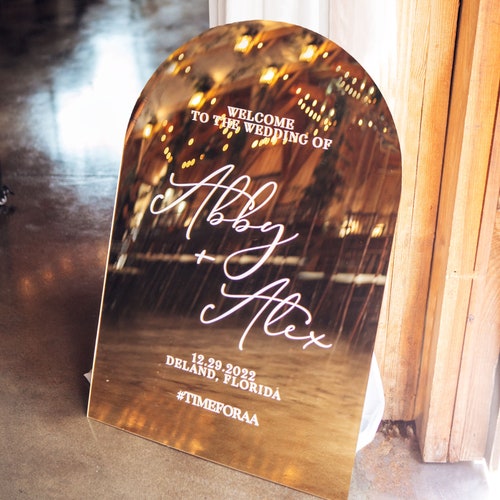 Silver Mirror Acrylic Welcome Sign Silver Mirror Wedding - Etsy