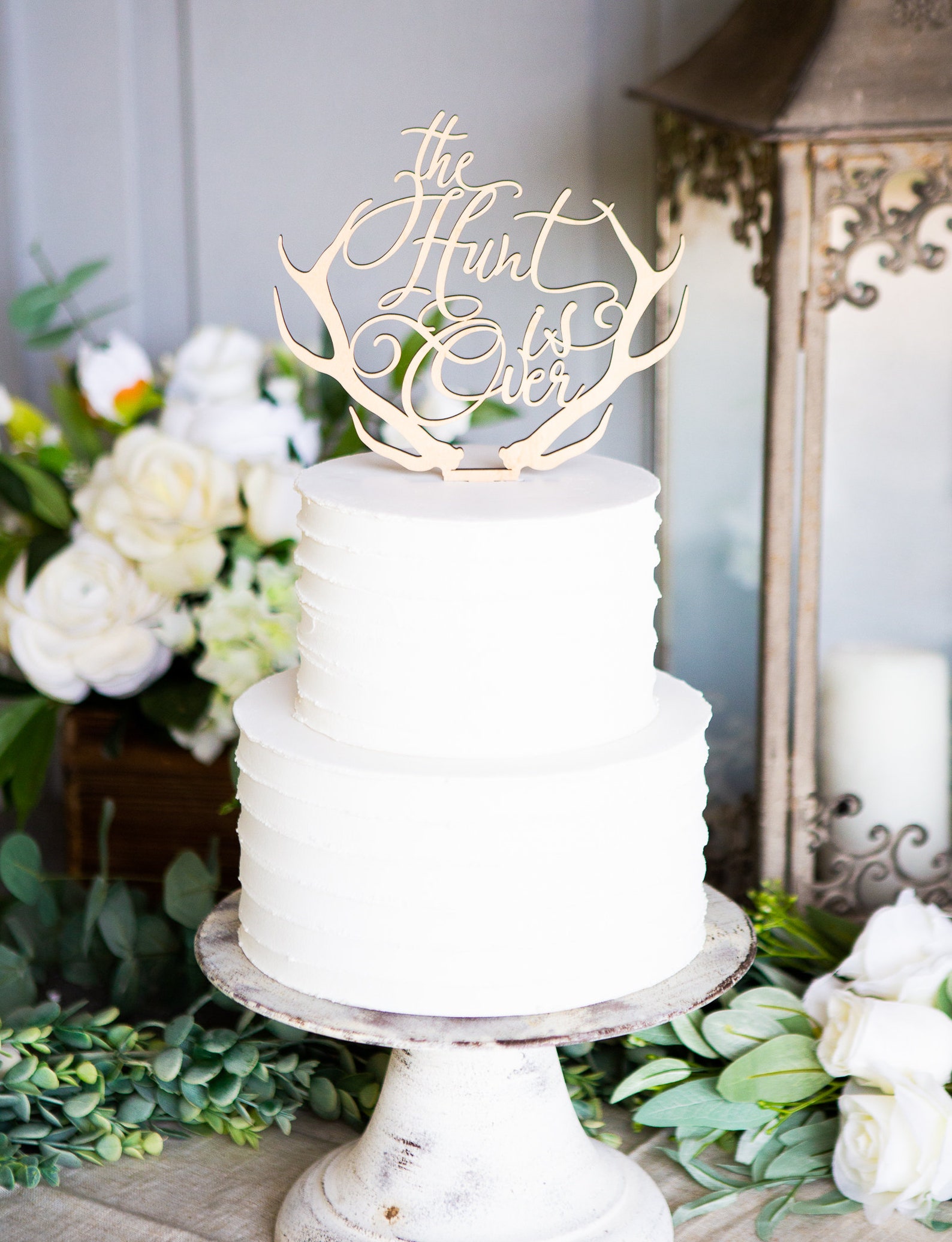 Wedding Cake Topper Hunting Themed Rustic Cake Topper Deer Antlers ...