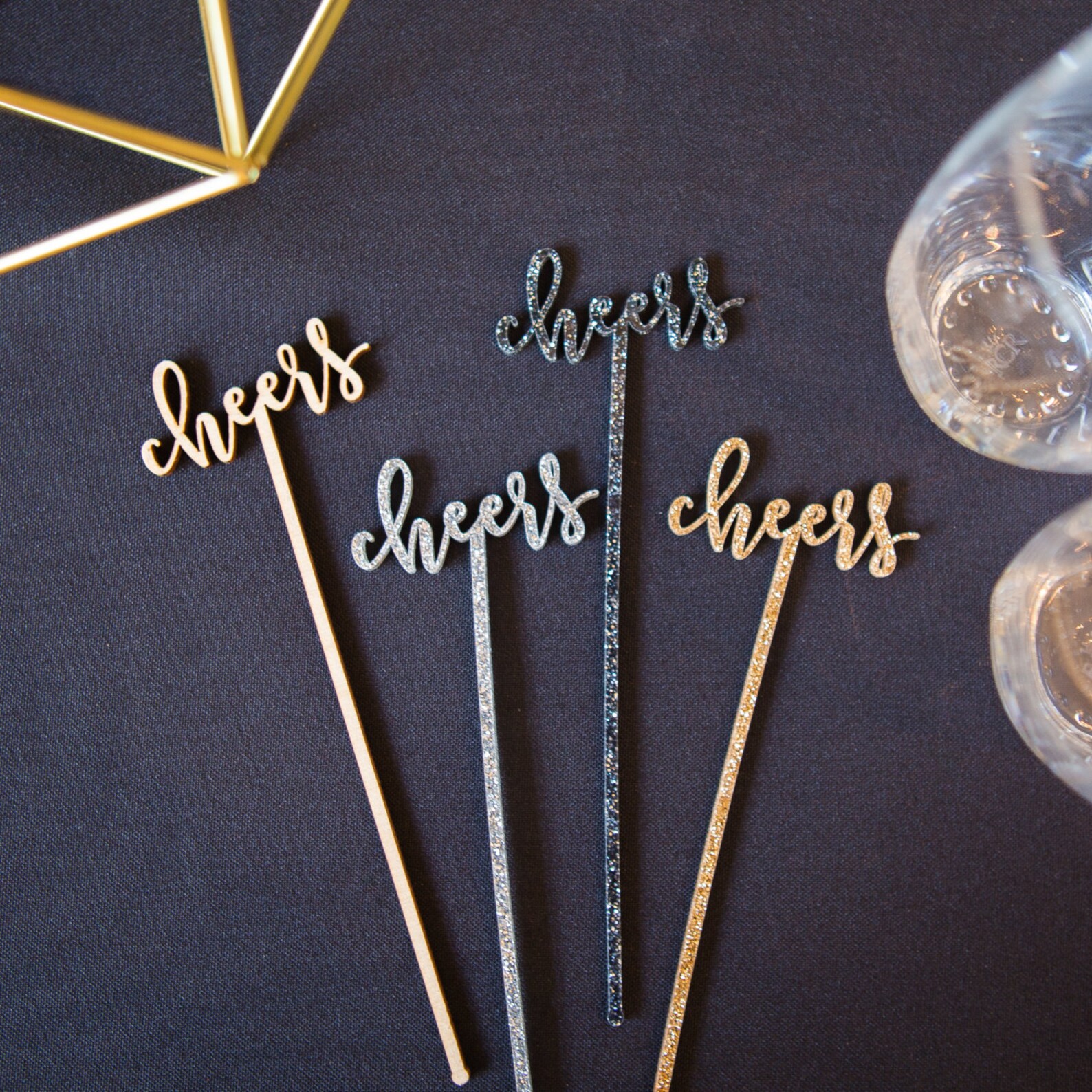 Party Stir Sticks "cheers!" Glitter Wedding, Engagement Bachelorette ...