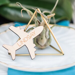 Airplane Place Cards for Wedding or Party Wood Plate Name Tags Table ...