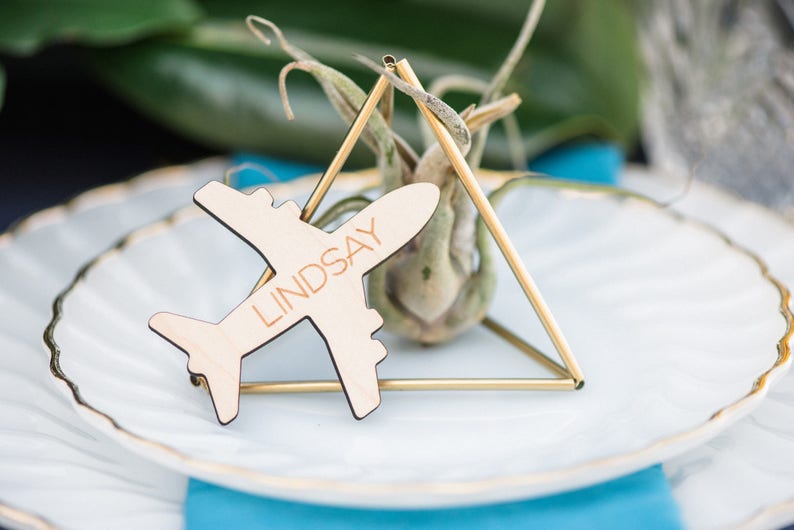 Airplane Place Cards for Wedding or Party Wooden Engraved - Etsy