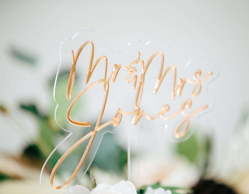 Wedding Cake Topper Name Cake Topper Last Name Gold Clear Acrylic ...