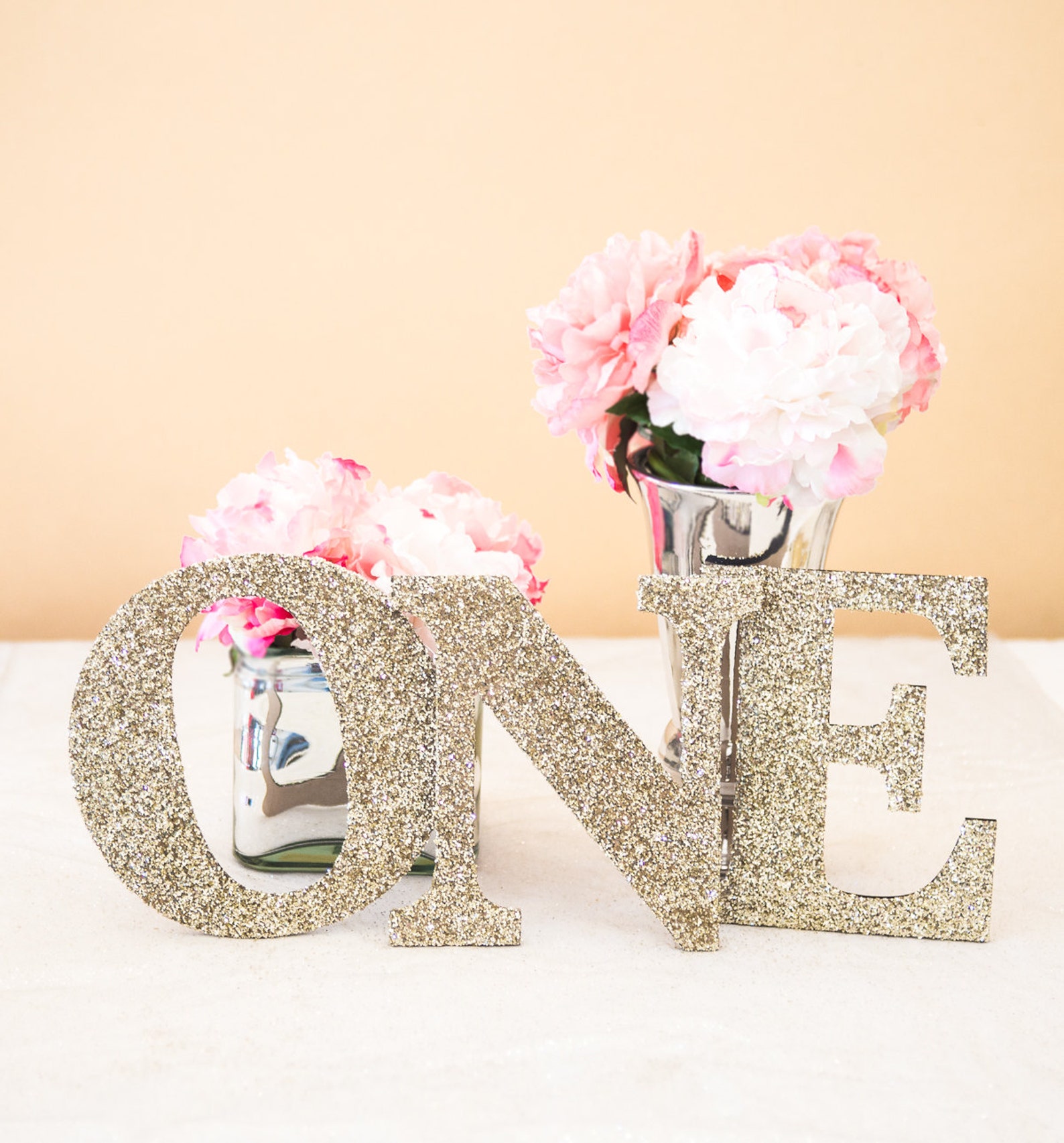 ONE Sign First Birthday Sign in Glitter - Wooden ONE Letters First ...