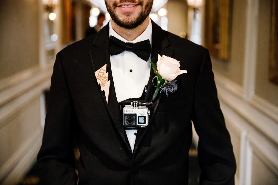 Best Man Badge Wooden Lightning Bolt Gift for Boutonnière Men's ...