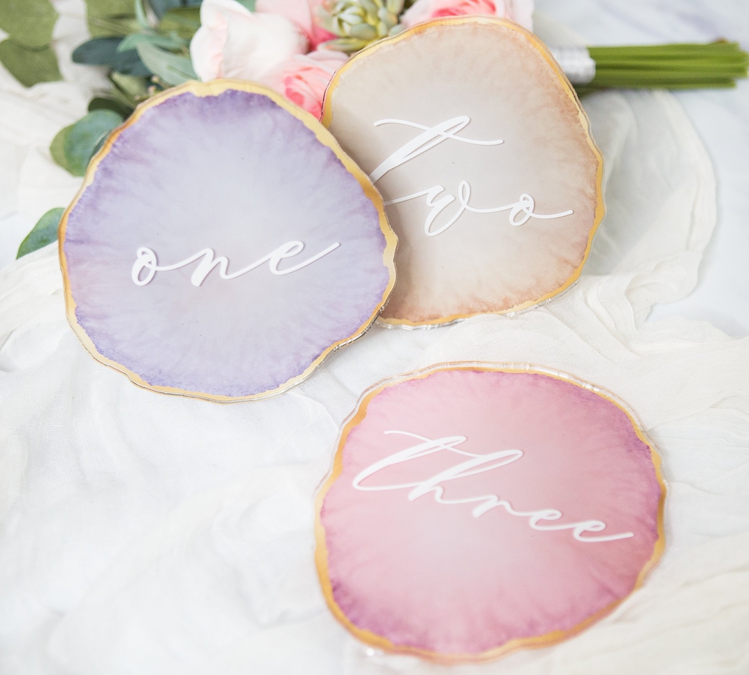 Wedding Wedding Table Numbers Geode Style Centerpiece Numbers Agate ...