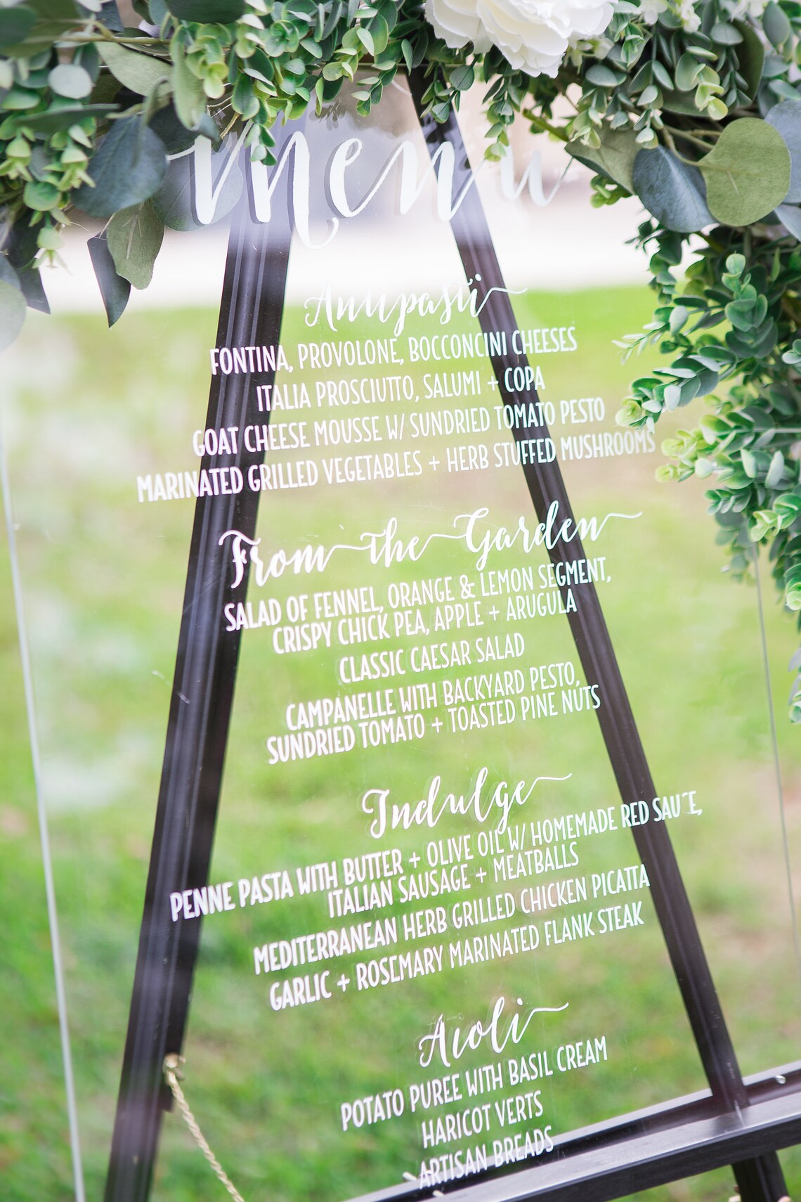Custom Wedding Menu Sign Clear Painted for Wedding Display, Modern Menu ...