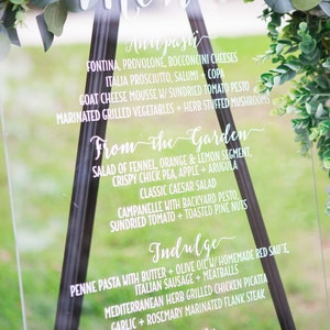 Custom Wedding Menu Sign Clear Painted for Wedding Display, Modern Menu ...